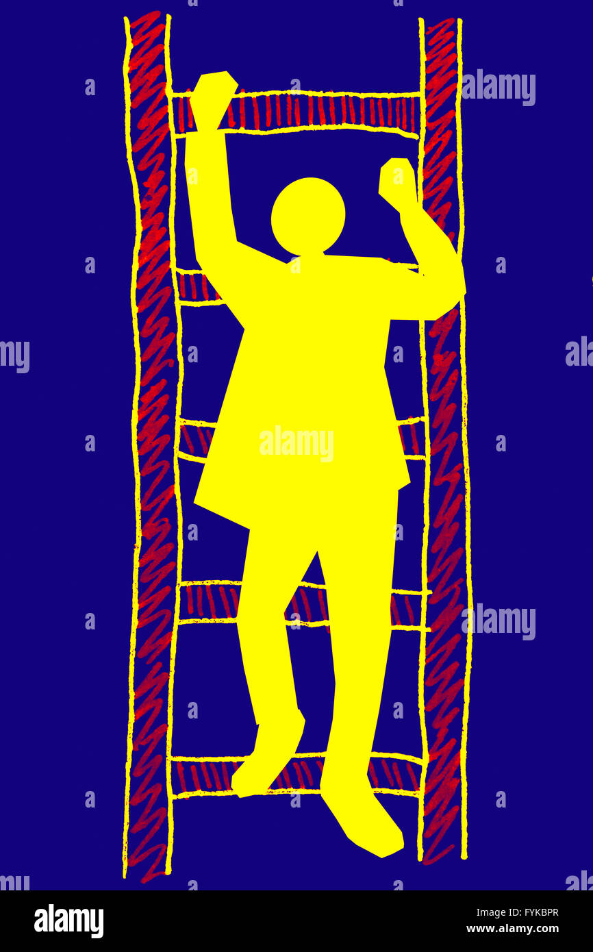 Man on a Ladder, success ladder concept Stock Photo - Alamy