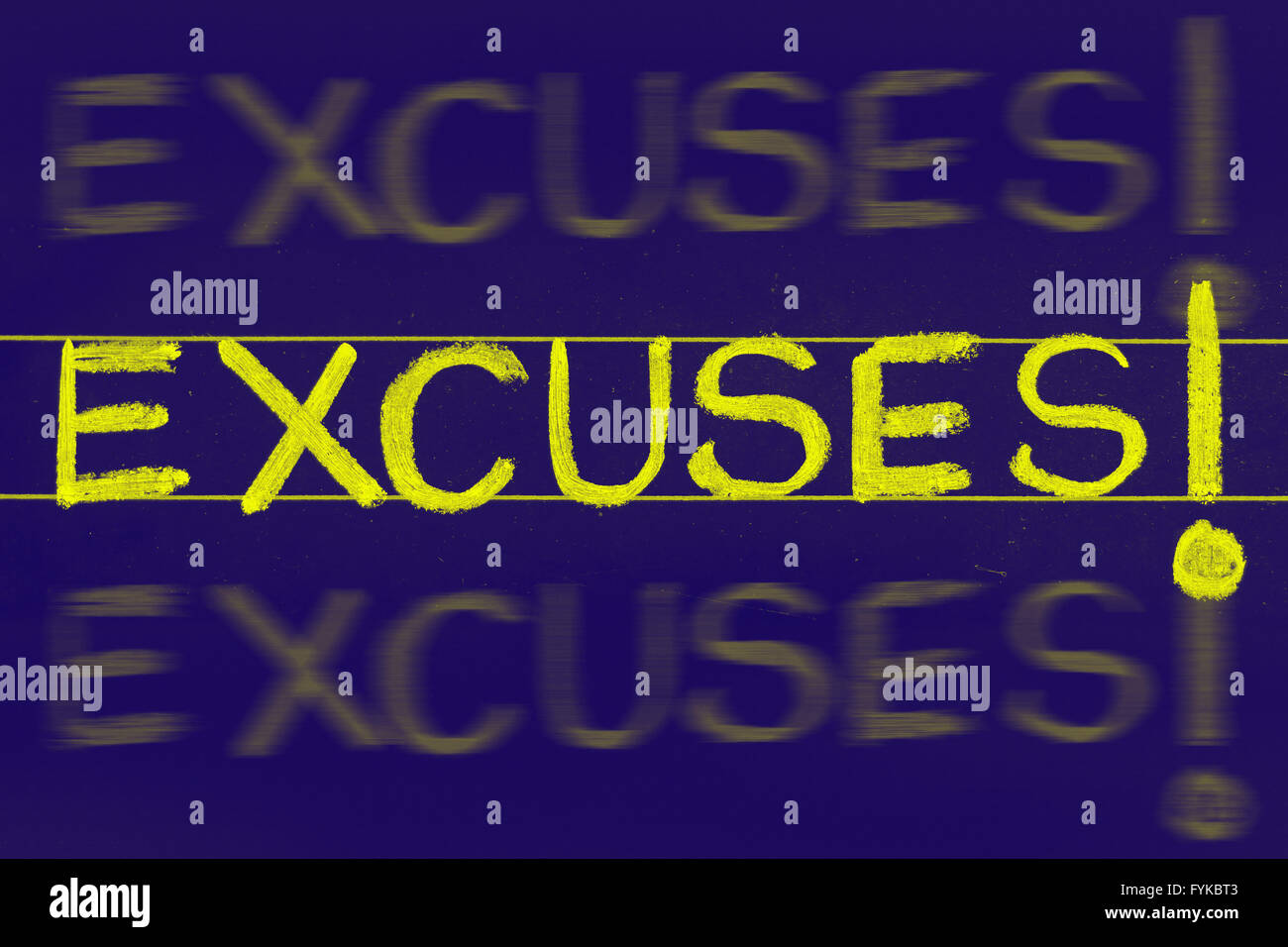 excuses word handwritten on black chalkboard Stock Photo - Alamy