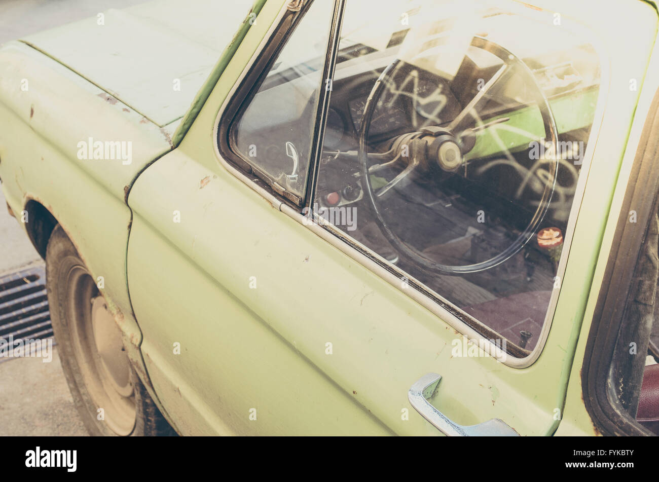 Retro car fragment Stock Photo - Alamy