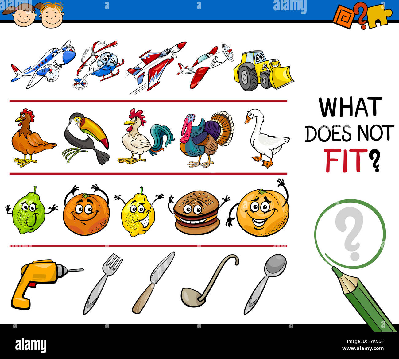 what does not fit game cartoon Stock Photo - Alamy