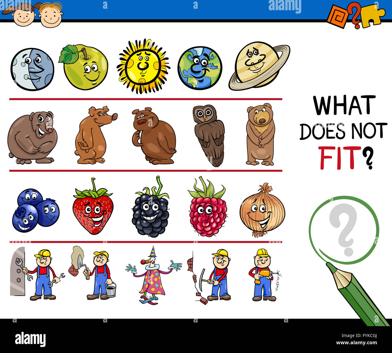 what does not fit game cartoon Stock Photo - Alamy