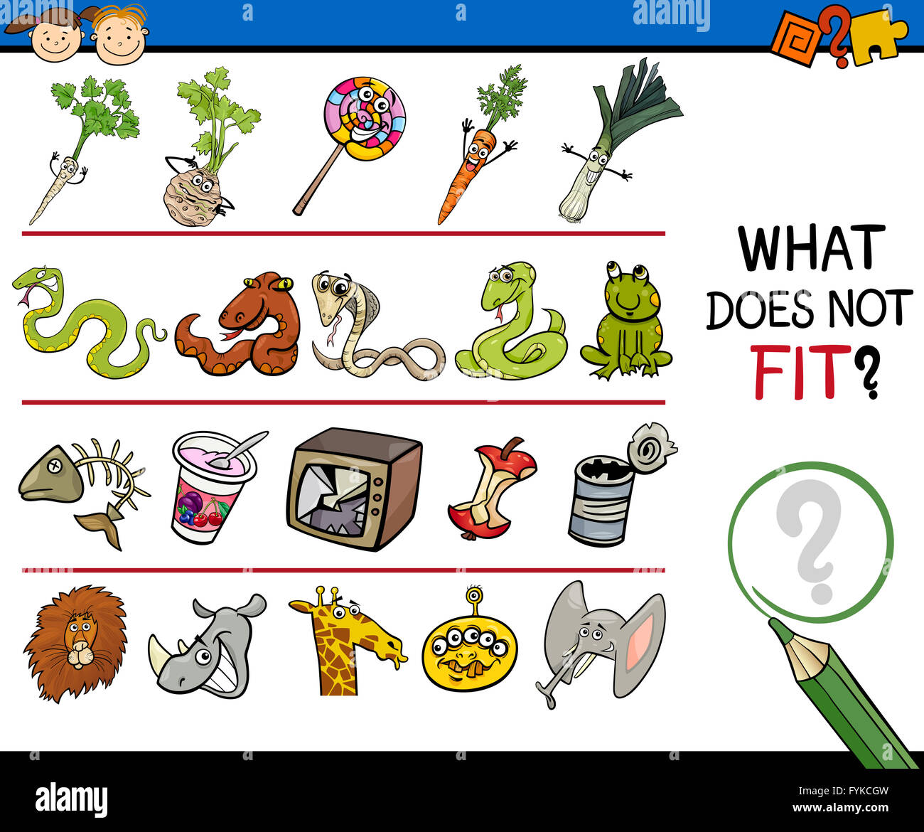 what does not fit game cartoon Stock Photo - Alamy