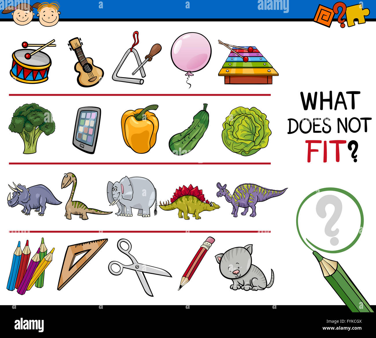 what does not fit game cartoon Stock Photo - Alamy