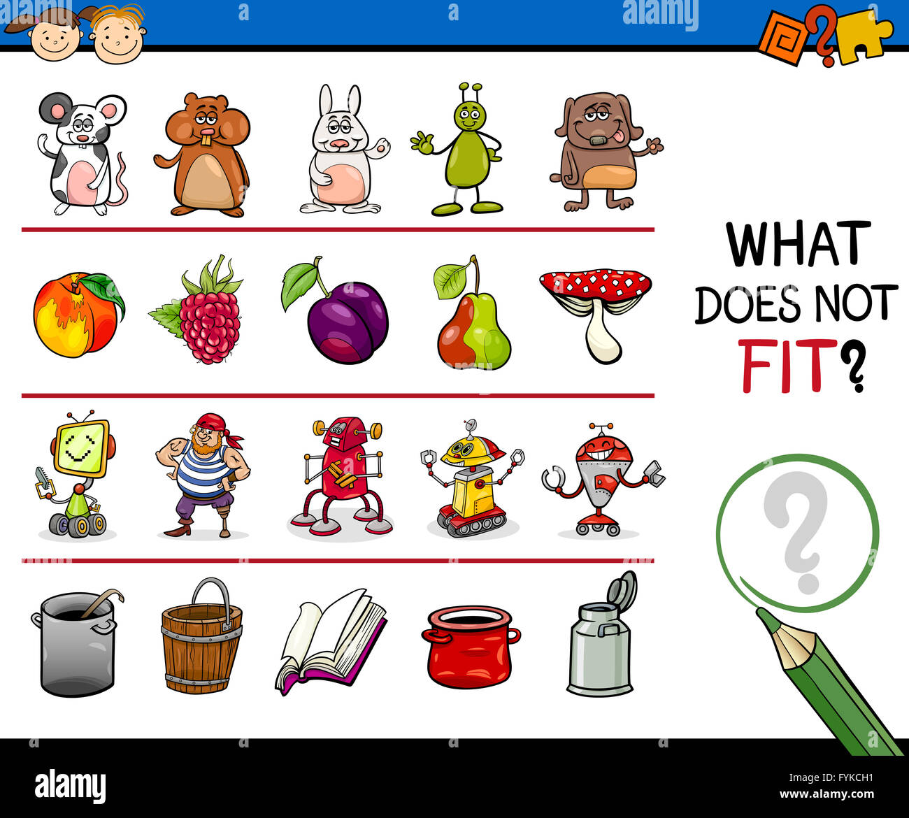 what does not fit game cartoon Stock Photo - Alamy