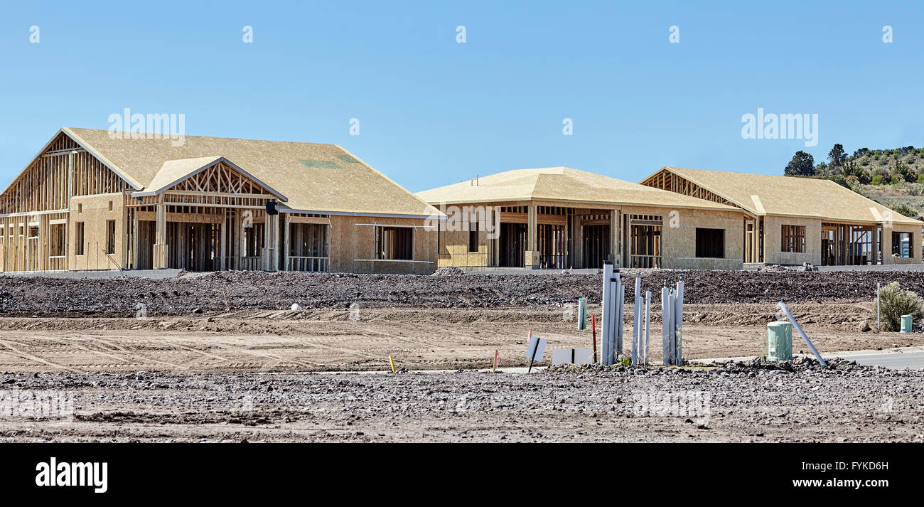 New housing project in progress trades construction industry concept of ...