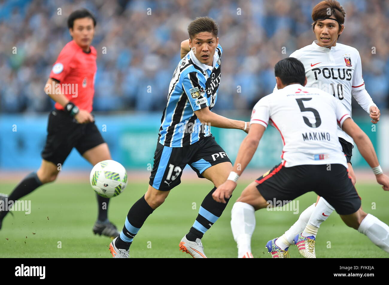 (L-R) Yoshito Okubo (Frontale), Tomoaki Makino, Yosuke Kashiwagi (Reds), APRIL 24, 2016 ...