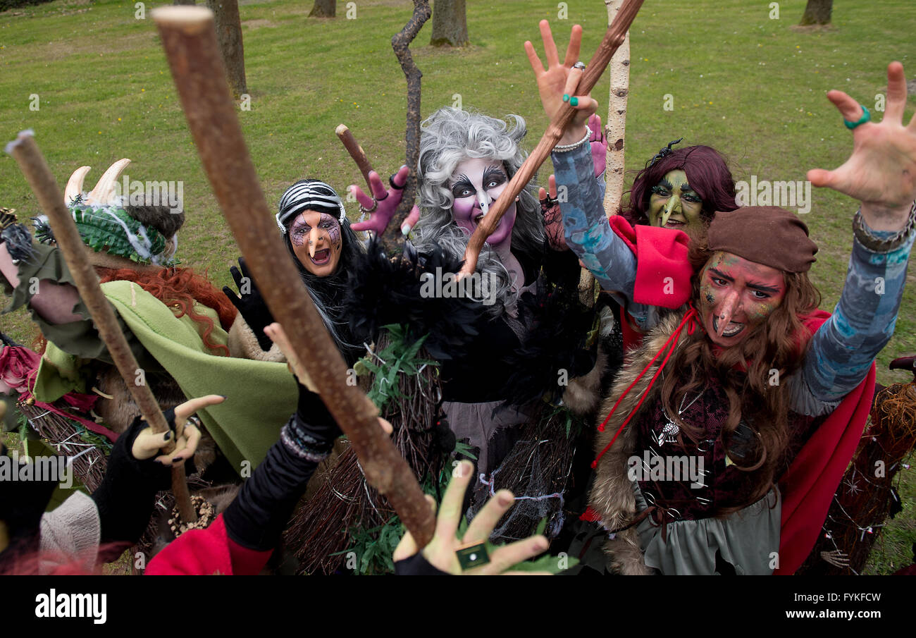 Wolfshagen, Germany. 24th Apr, 2016. Women dressed as witches ...