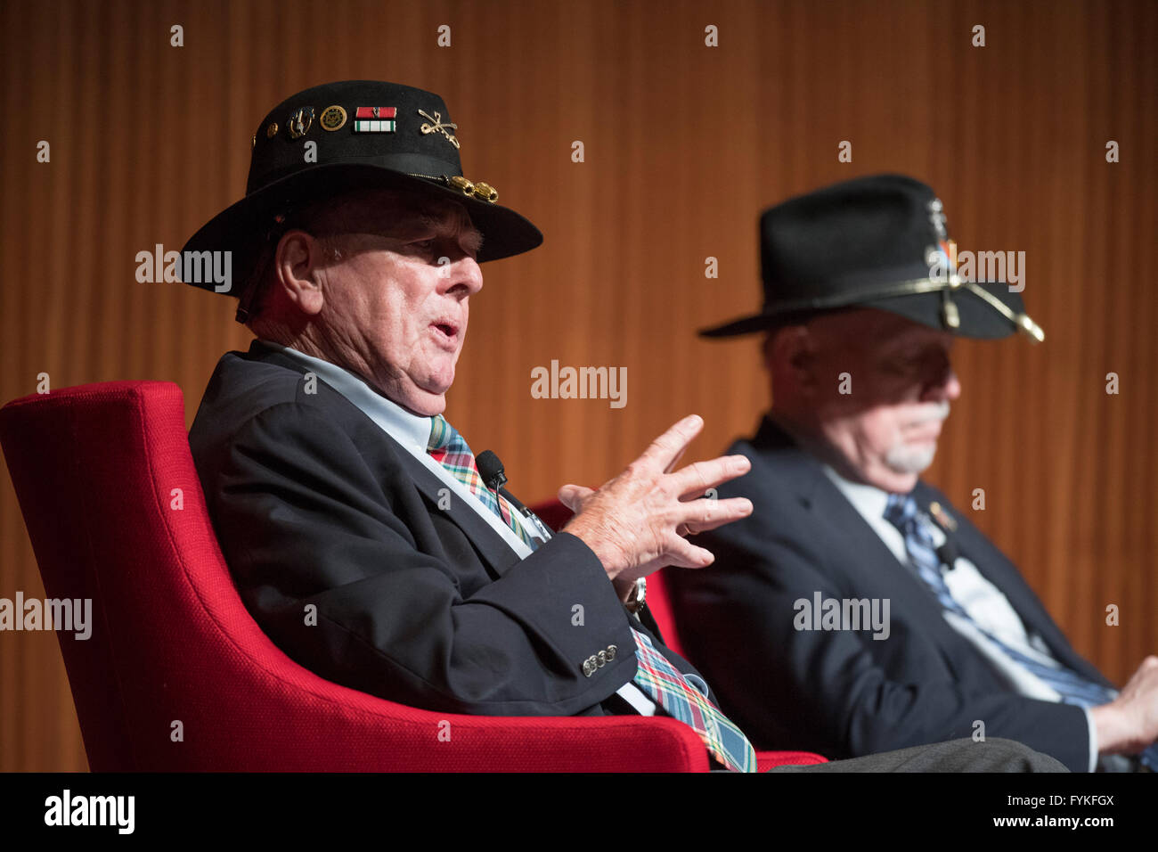 Veteran war correspondent Joseph L. Galloway moderates a panel during ...