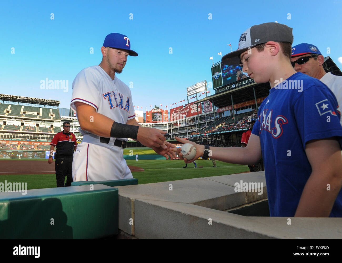 Apr 25, 2016: Texas Rangers first baseman Ryan Rua #16 signs an ...