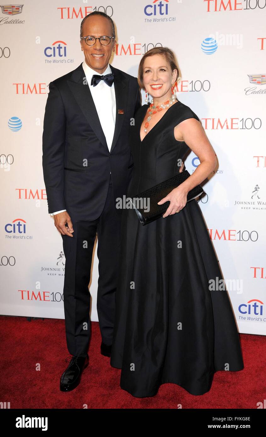 New York, NY, USA. 26th Apr, 2016. Lester Holt, Carol Hagen at arrivals ...