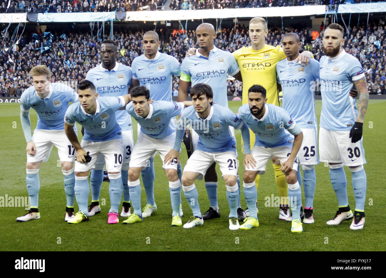 MANCHESTER, England - April 26:Manchester City in action during the ...