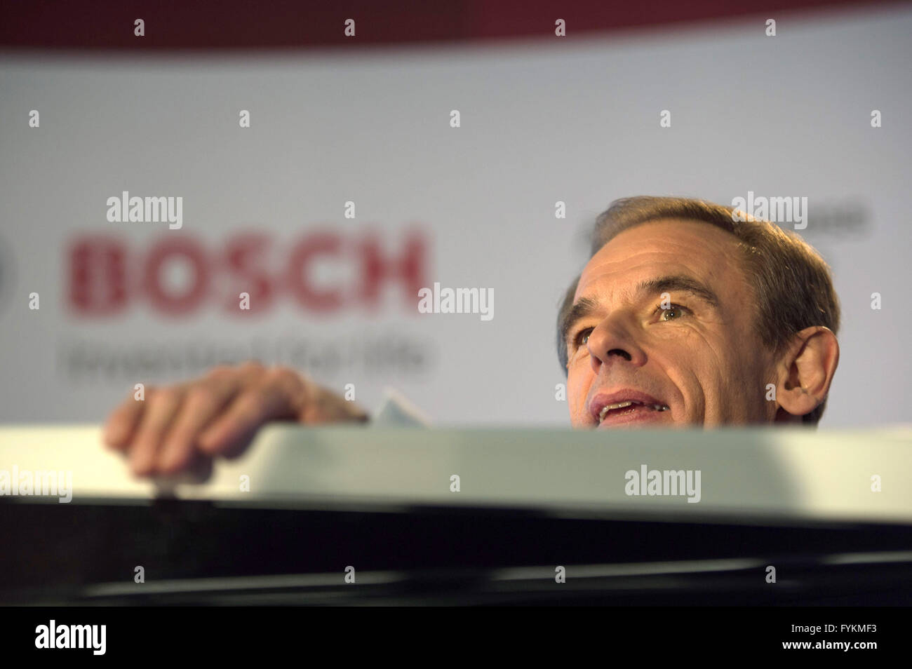 Renningen, Germany. 27th Apr, 2016. Robert Bosch GmbH CEO Volkmar ...