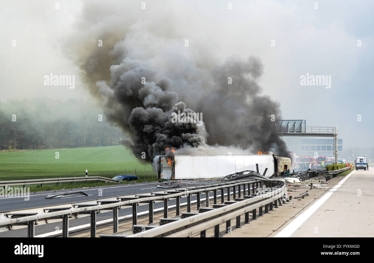 Fire and smoke leak from a bruning truck on the A10 motorway near ...