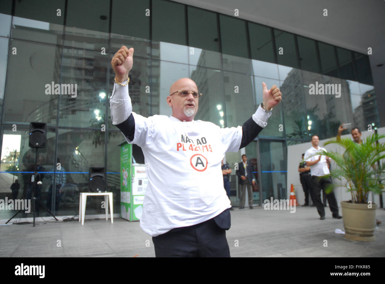 SAO PAULO, Brazil - 04/27/2016: UBER OF VOTING IN MUNICIPAL SP CHAMBER ...