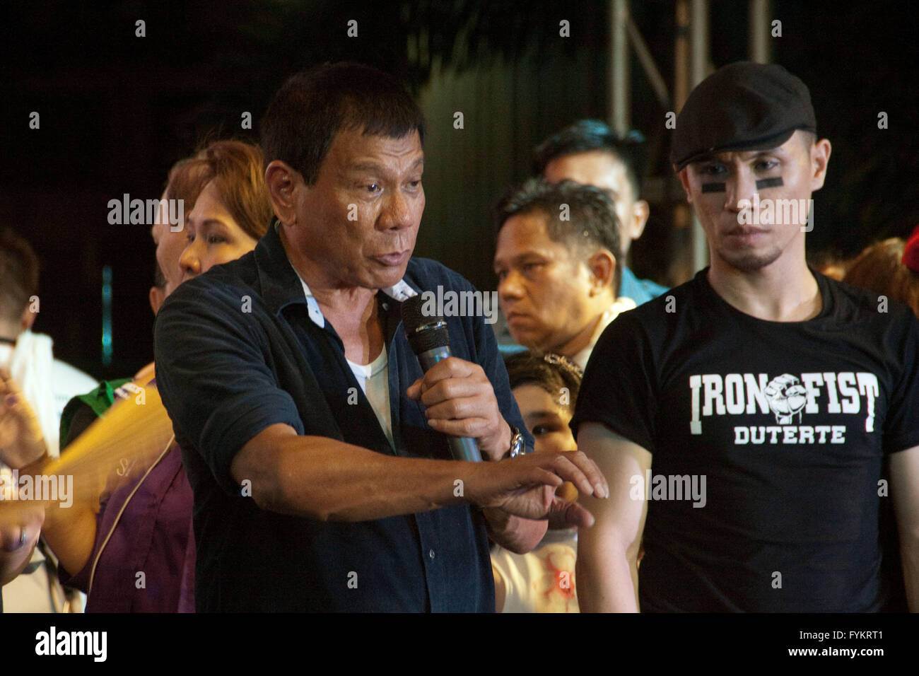 Philippines. 27th Apr, 2016. Rodrigo Duterte speaks in Malabon during ...