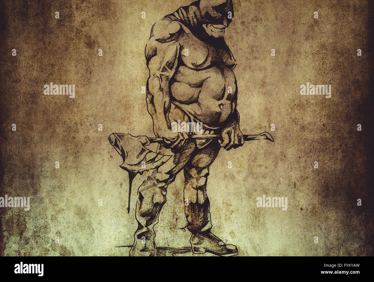 Tattoo art, sketch of an executioner Stock Photo - Alamy