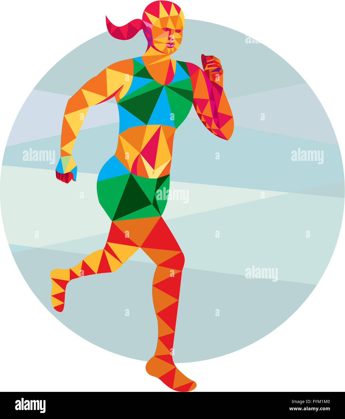 Female Triathlete Marathon Runner Low Polygon Stock Photo - Alamy