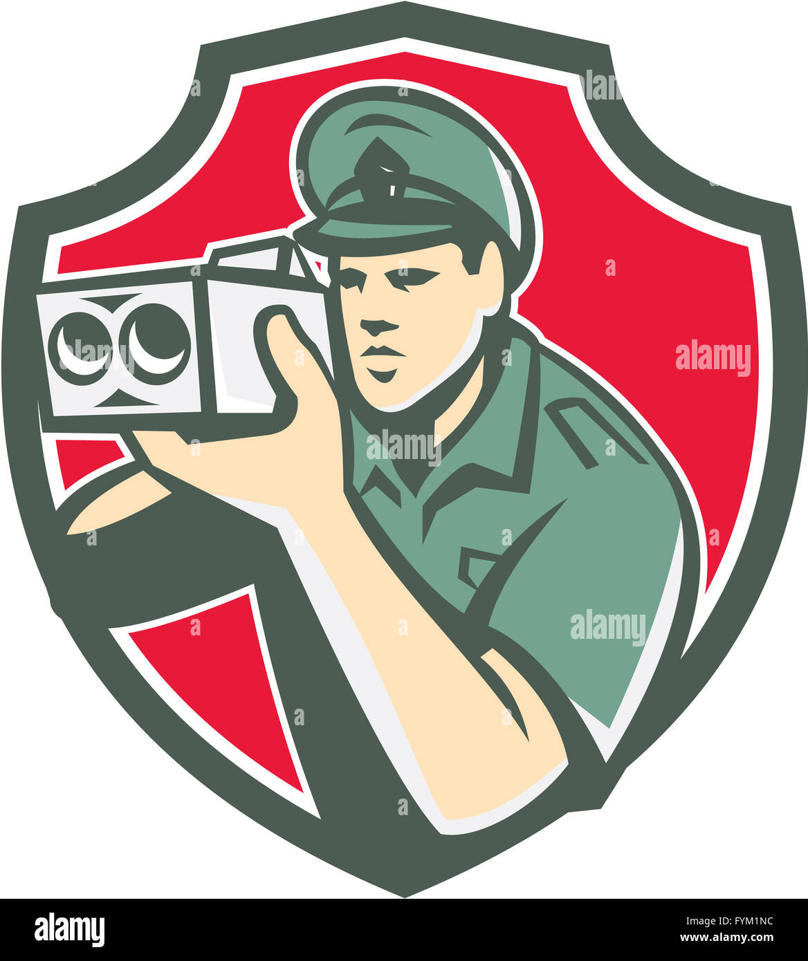 Policeman Speed Camera Shield Retro Stock Photo - Alamy