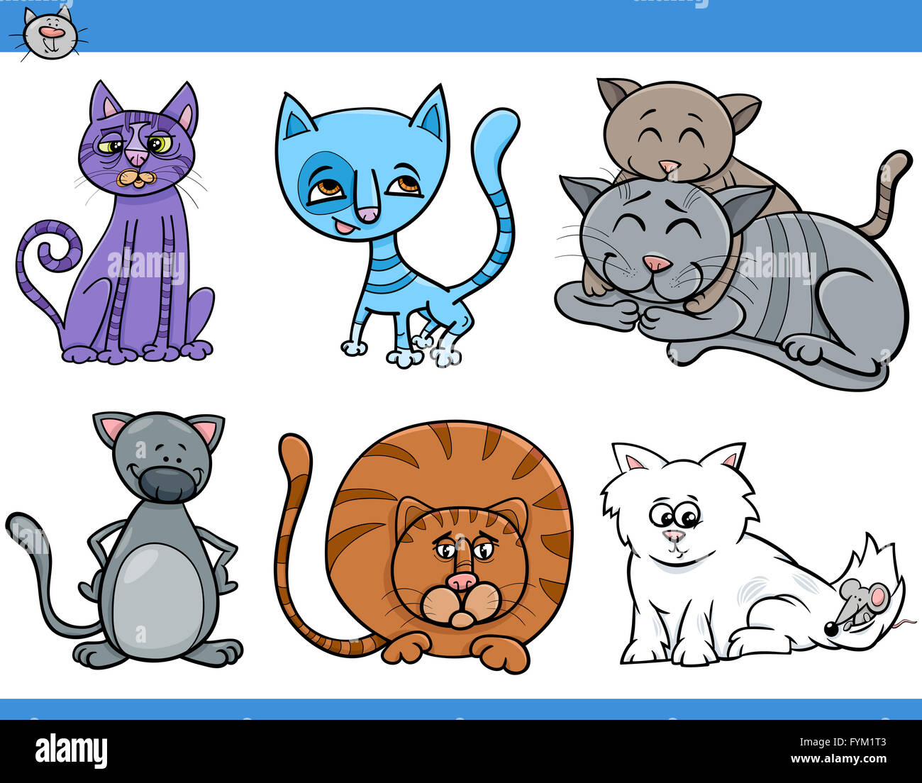 cats set cartoon illustration Stock Photo - Alamy