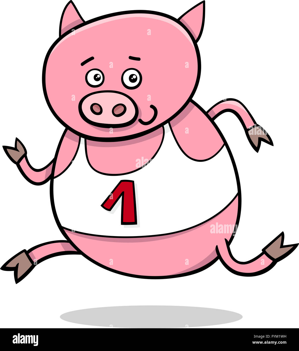 running piglet cartoon illustration Stock Photo - Alamy