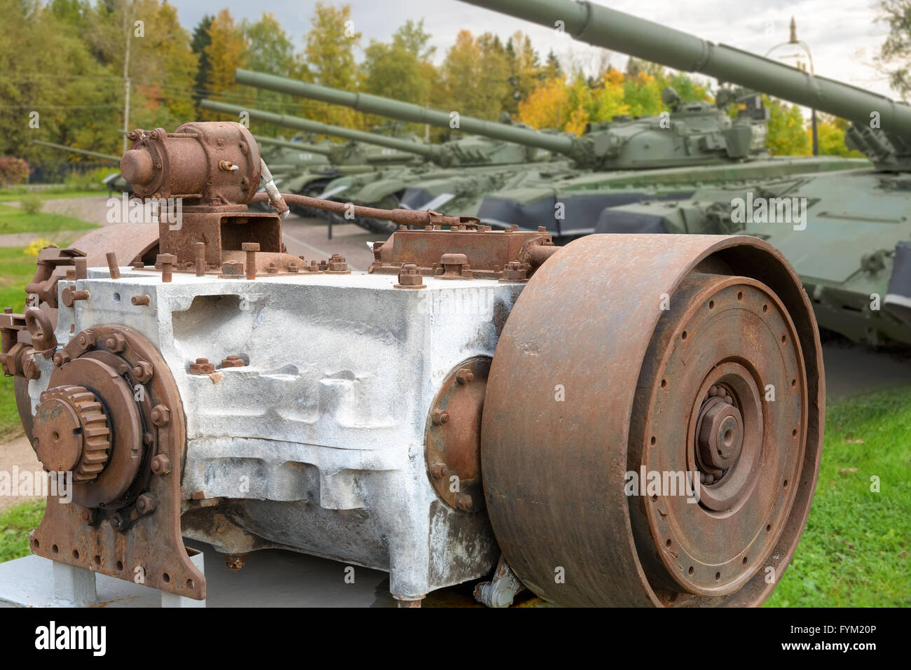 Transmission of the old Soviet tank Stock Photo - Alamy