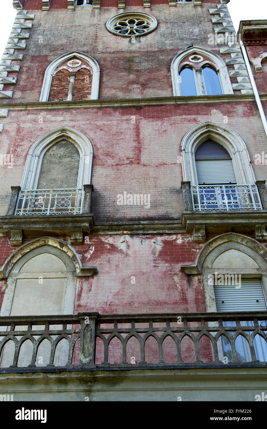 red terrace europe italy in the milano brick water pipe Stock Photo - Alamy