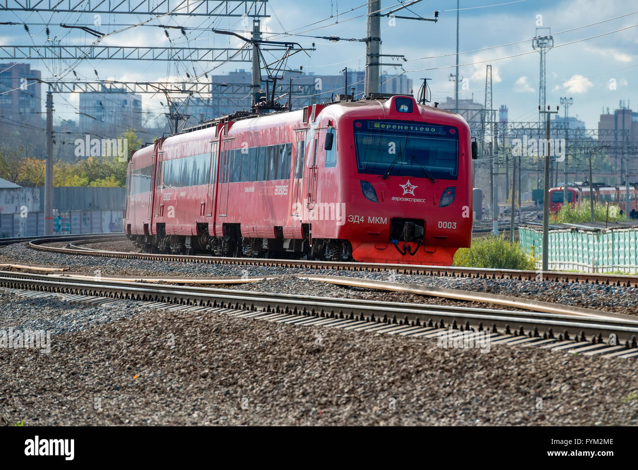 Red AeroExpress train to the Sheremetyevo International Airport should ...