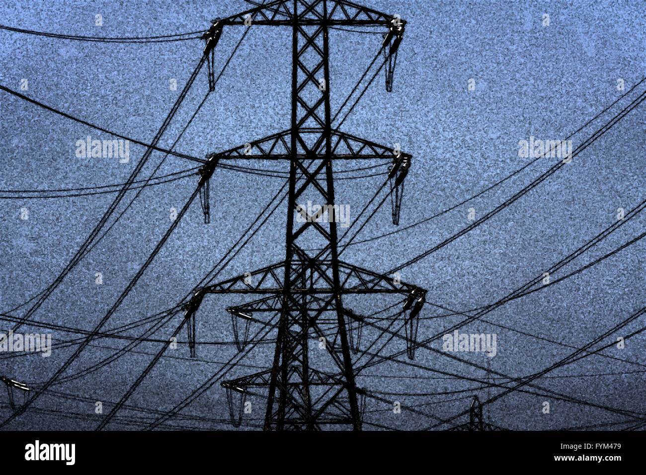 Pylons and cables Stock Photo - Alamy