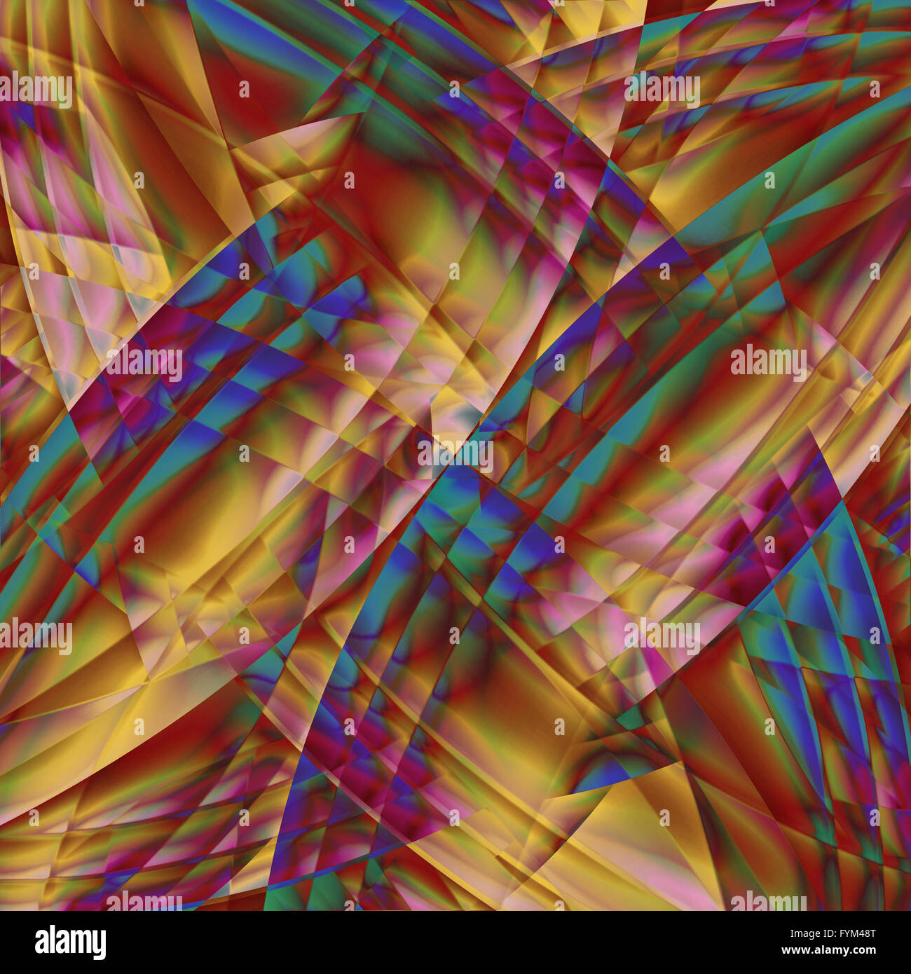 Abstract old chaotic pattern with colorful translucent curved lines ...
