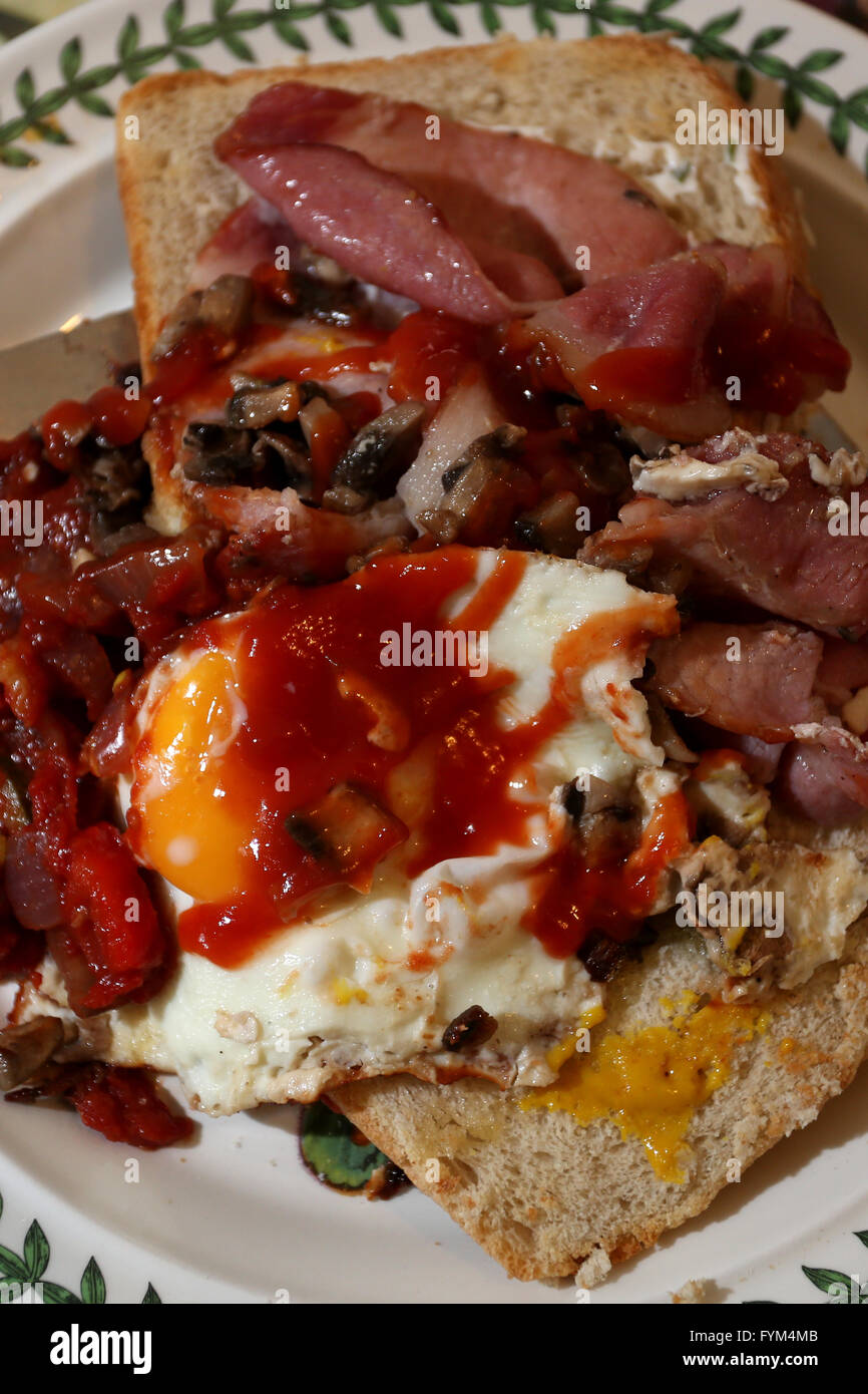 Full English Breakfast pictured on a Welsh Portmeirion plate on a ...