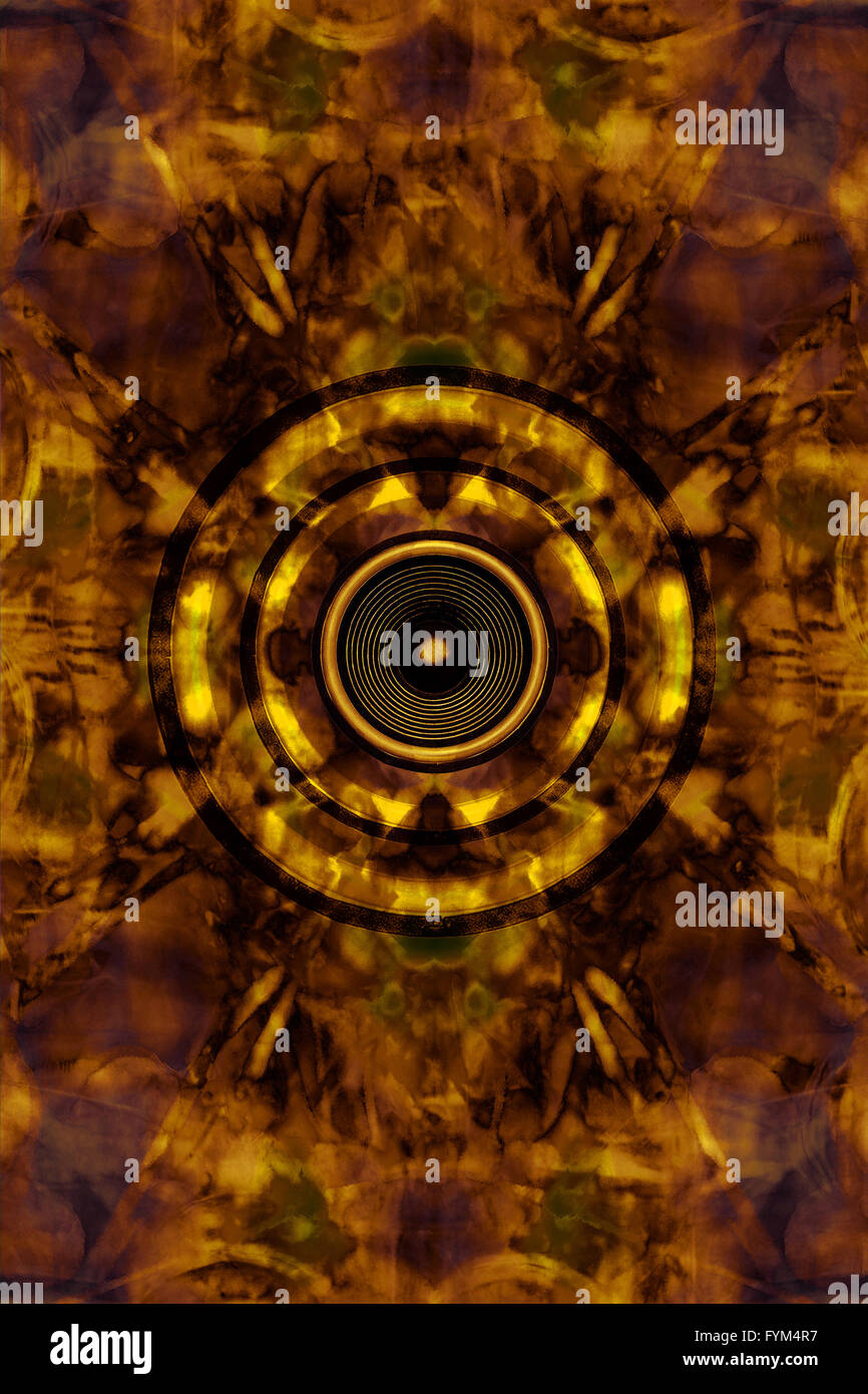 Audio speaker on a brown background Stock Photo - Alamy