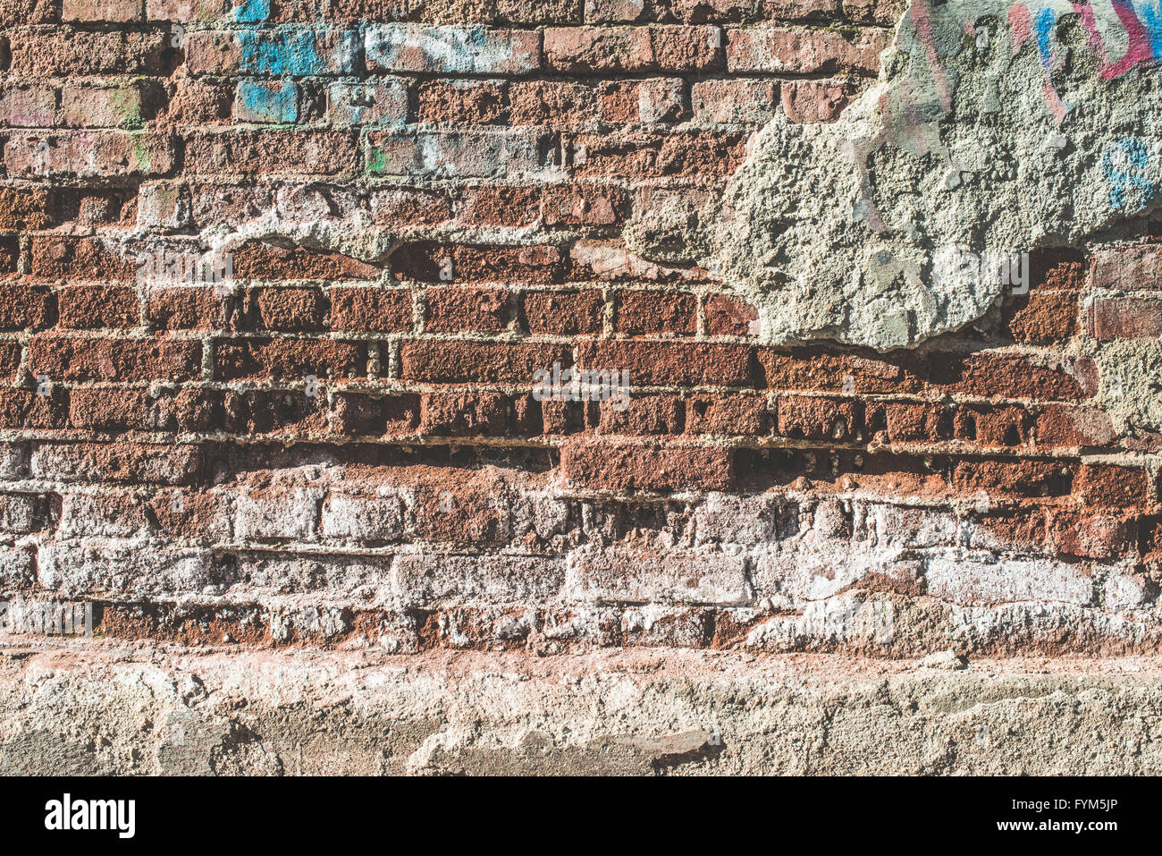 Old brick wall and plaster wall Stock Photo - Alamy