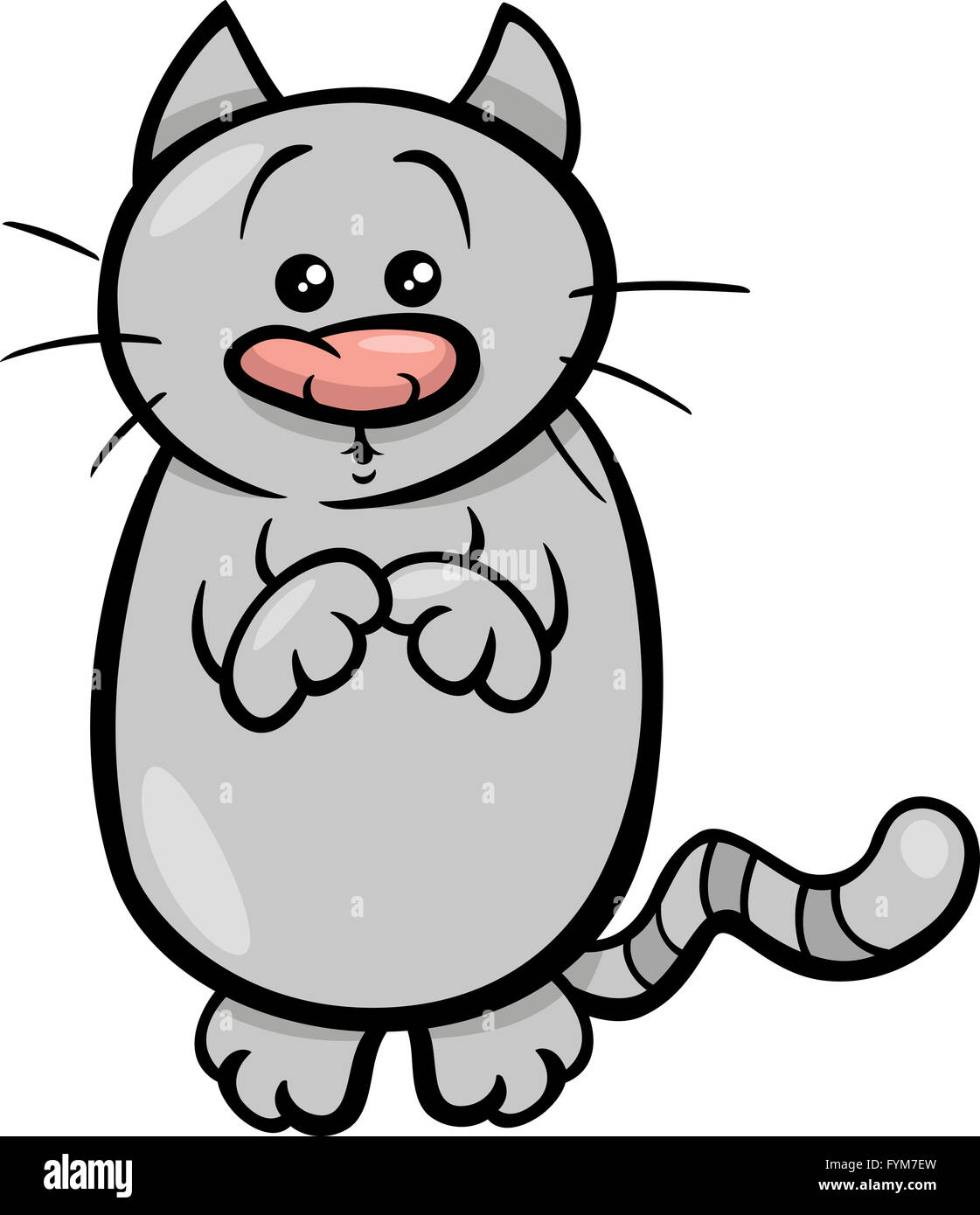 begging cat cartoon illustration Stock Photo - Alamy