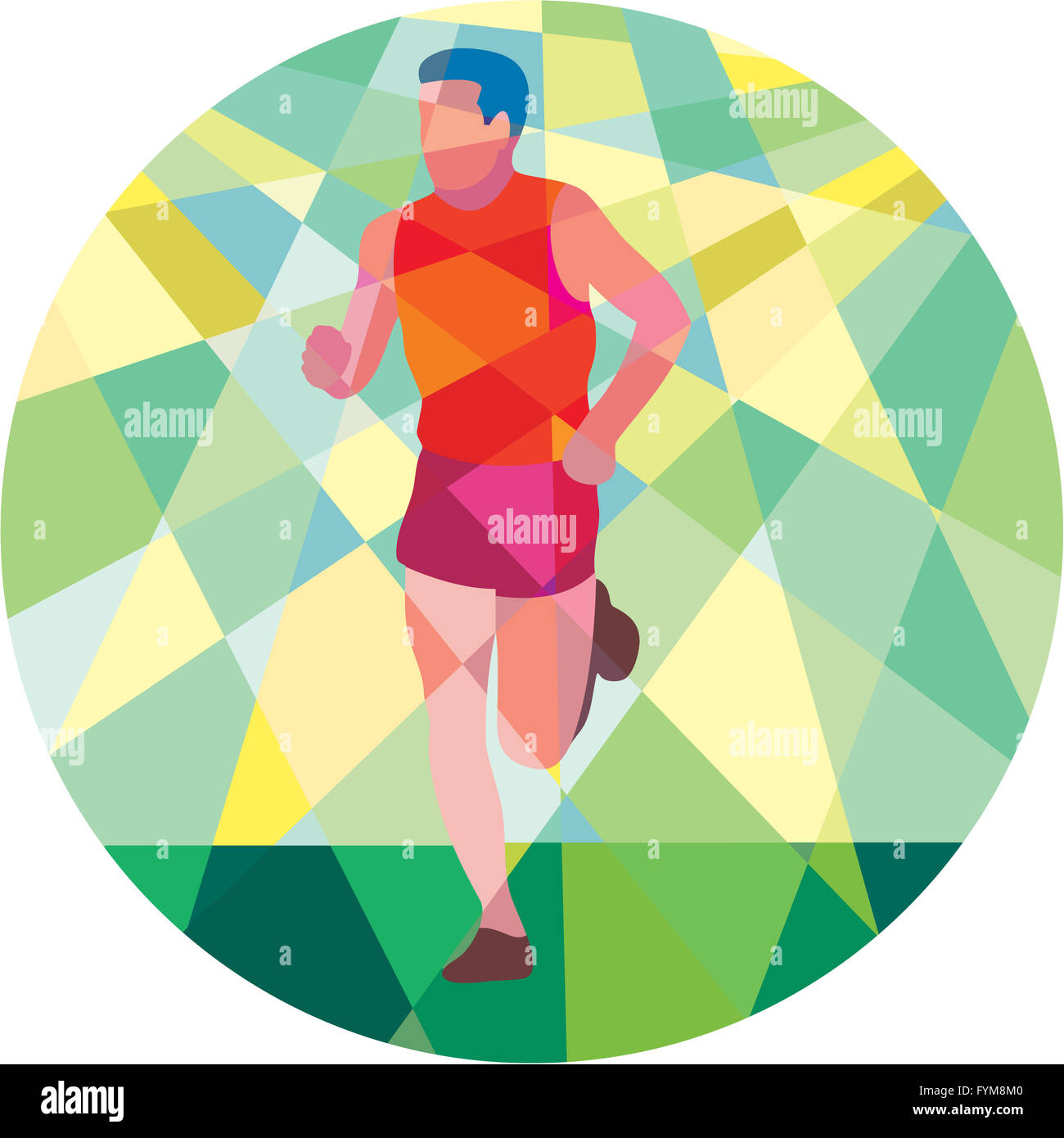 Marathon Runner Running Circle Low Polygon Stock Photo - Alamy