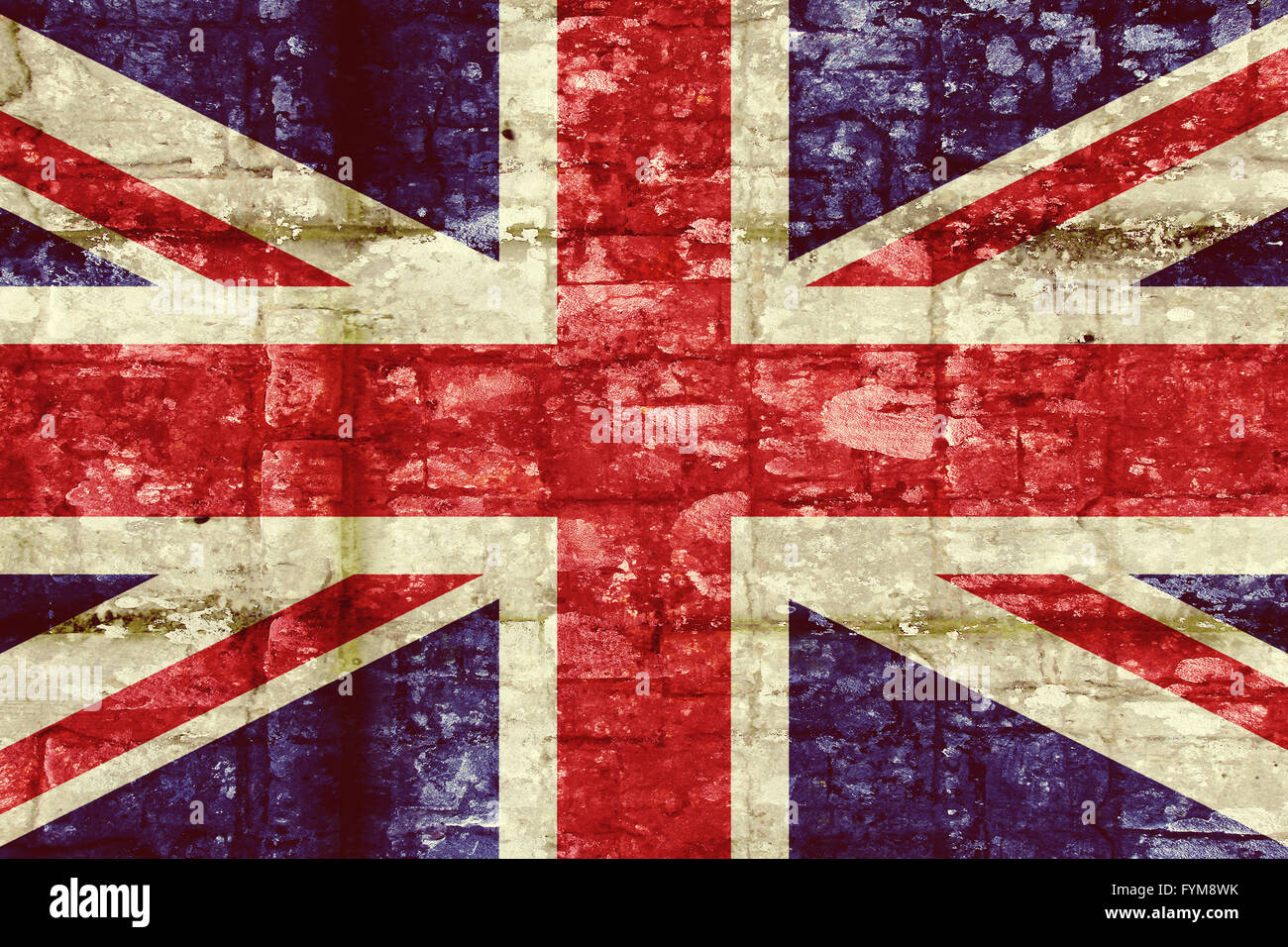 Vintage Union flag on a brick wall Stock Photo - Alamy