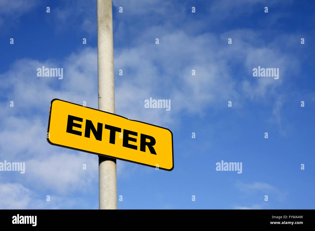 Yellow enter sign Stock Photo - Alamy