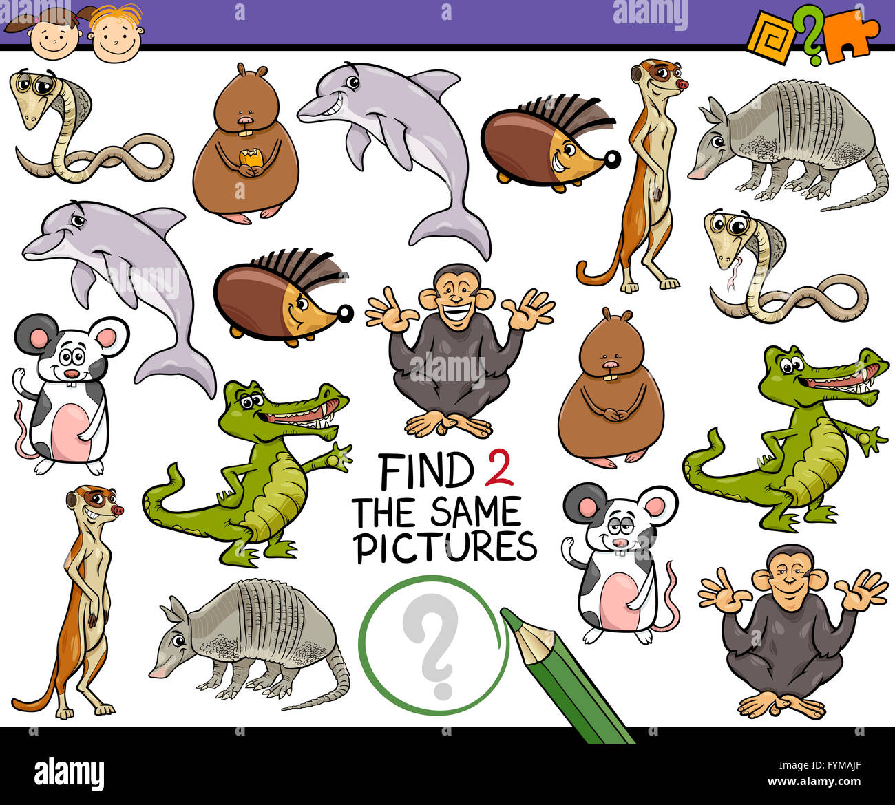 find same picture game cartoon Stock Photo - Alamy