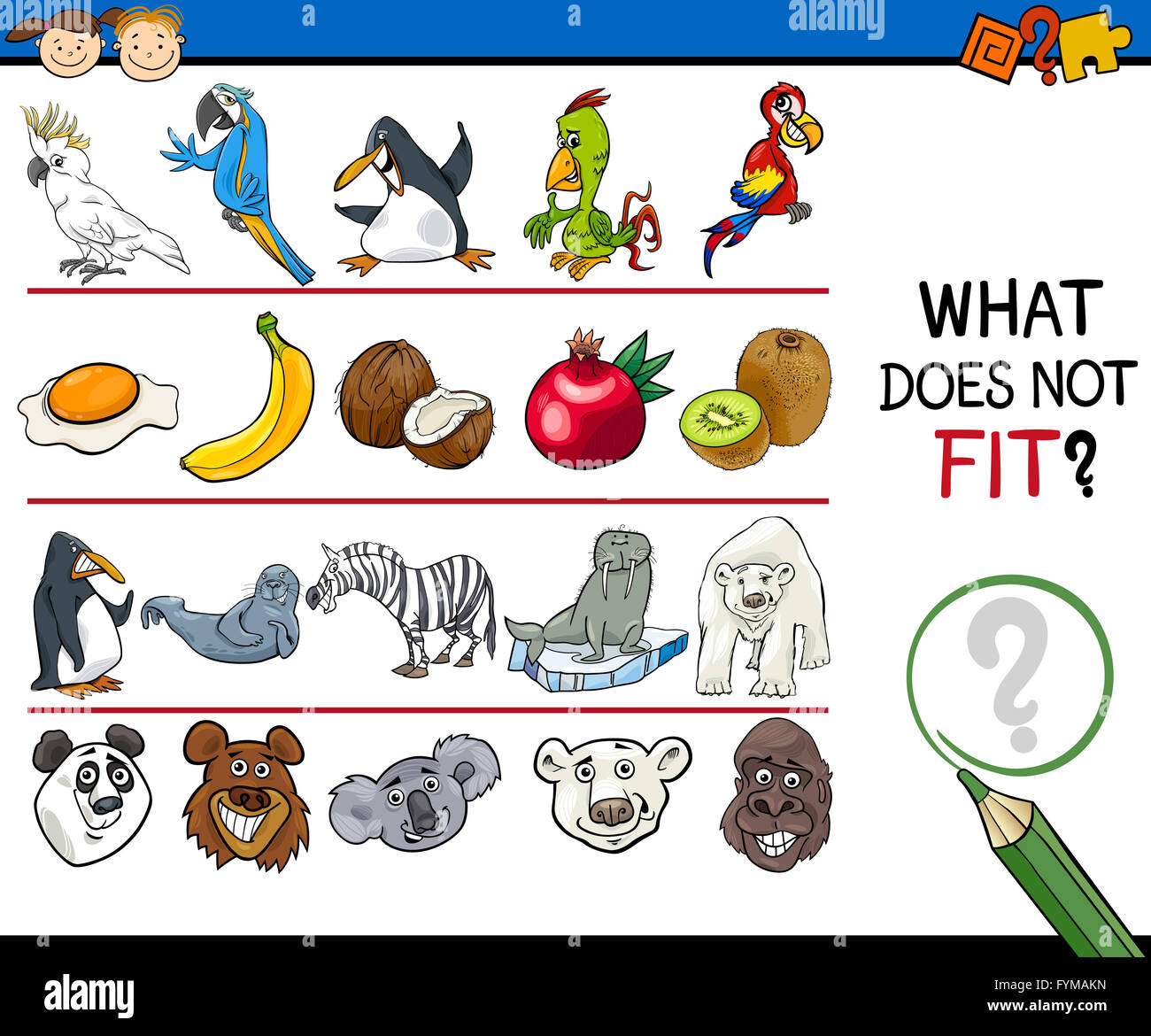 what does not fit game cartoon Stock Photo - Alamy