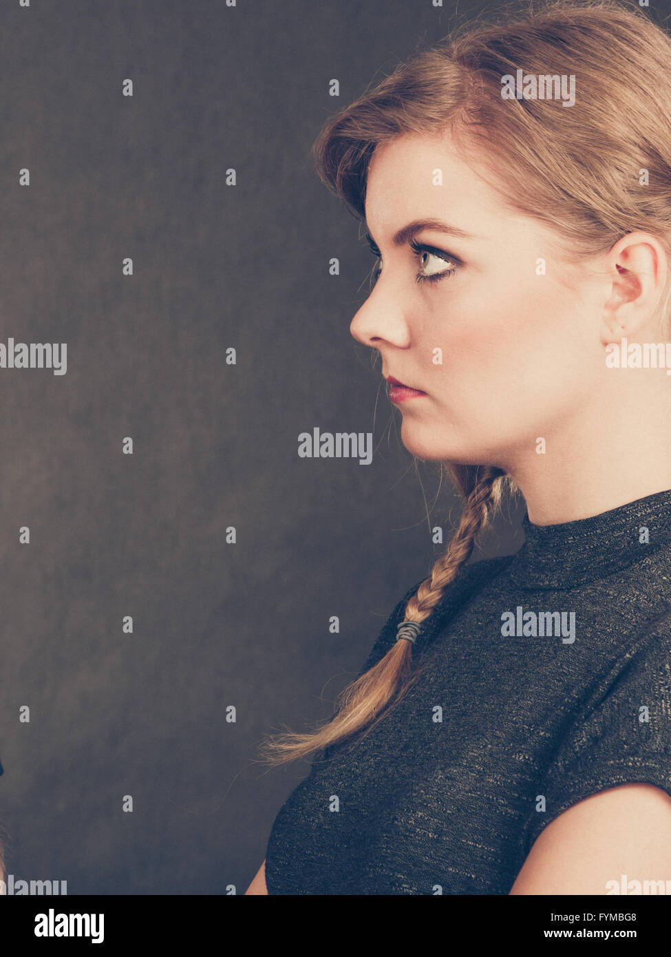 Facial emotions expression. Young blonde expressive angry furious ...