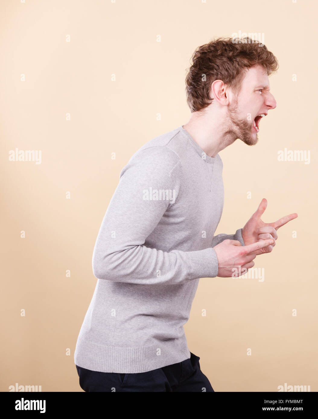 Argument disagreement and stress concept. Young blonde stressed angry ...