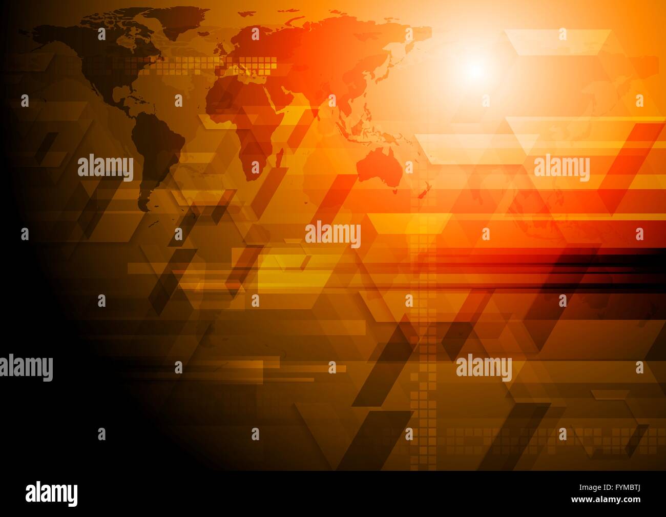Dark tech background with world map Stock Photo - Alamy