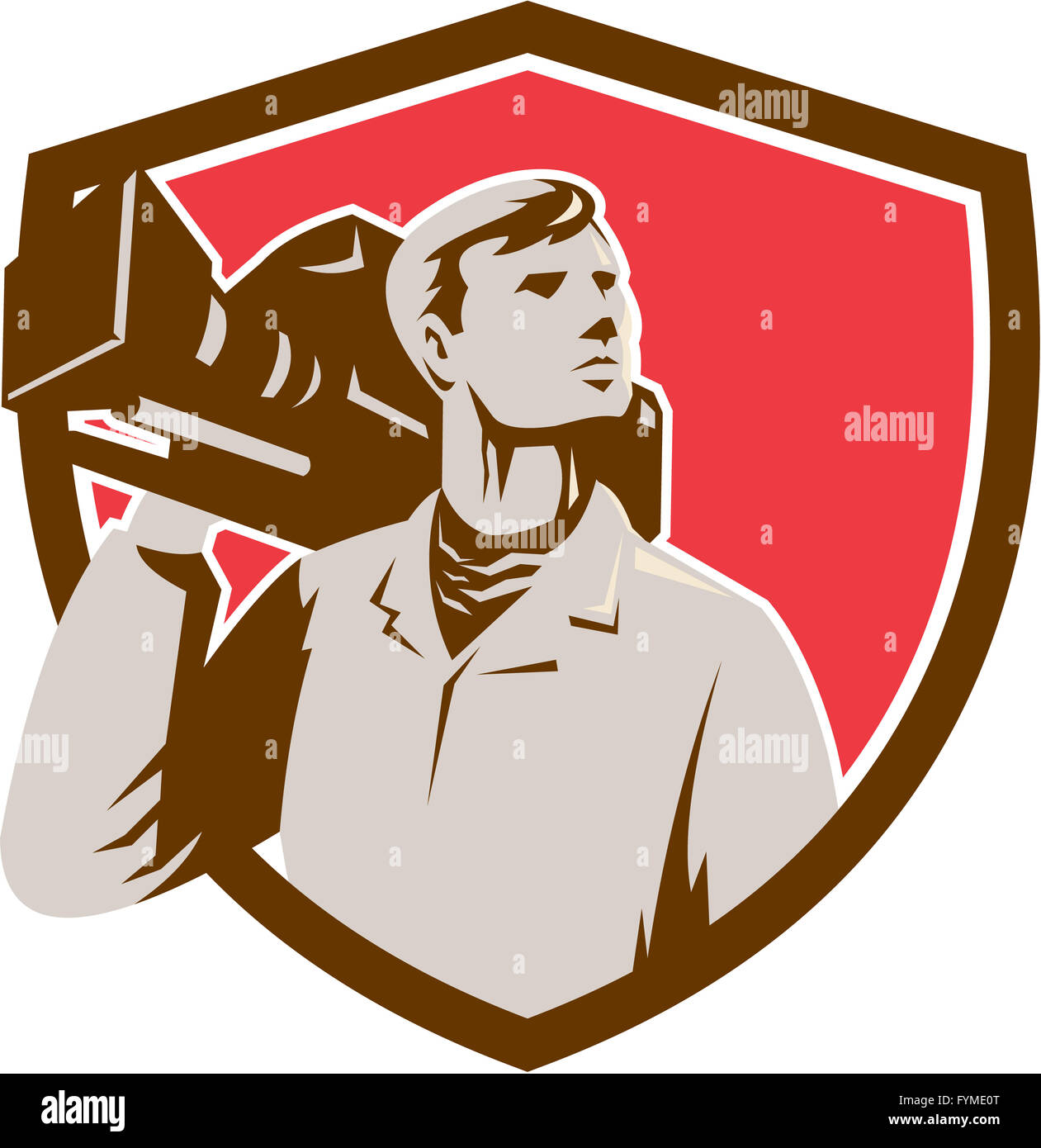 Cameraman Vintage Video Camera Shield Retro Stock Photo - Alamy