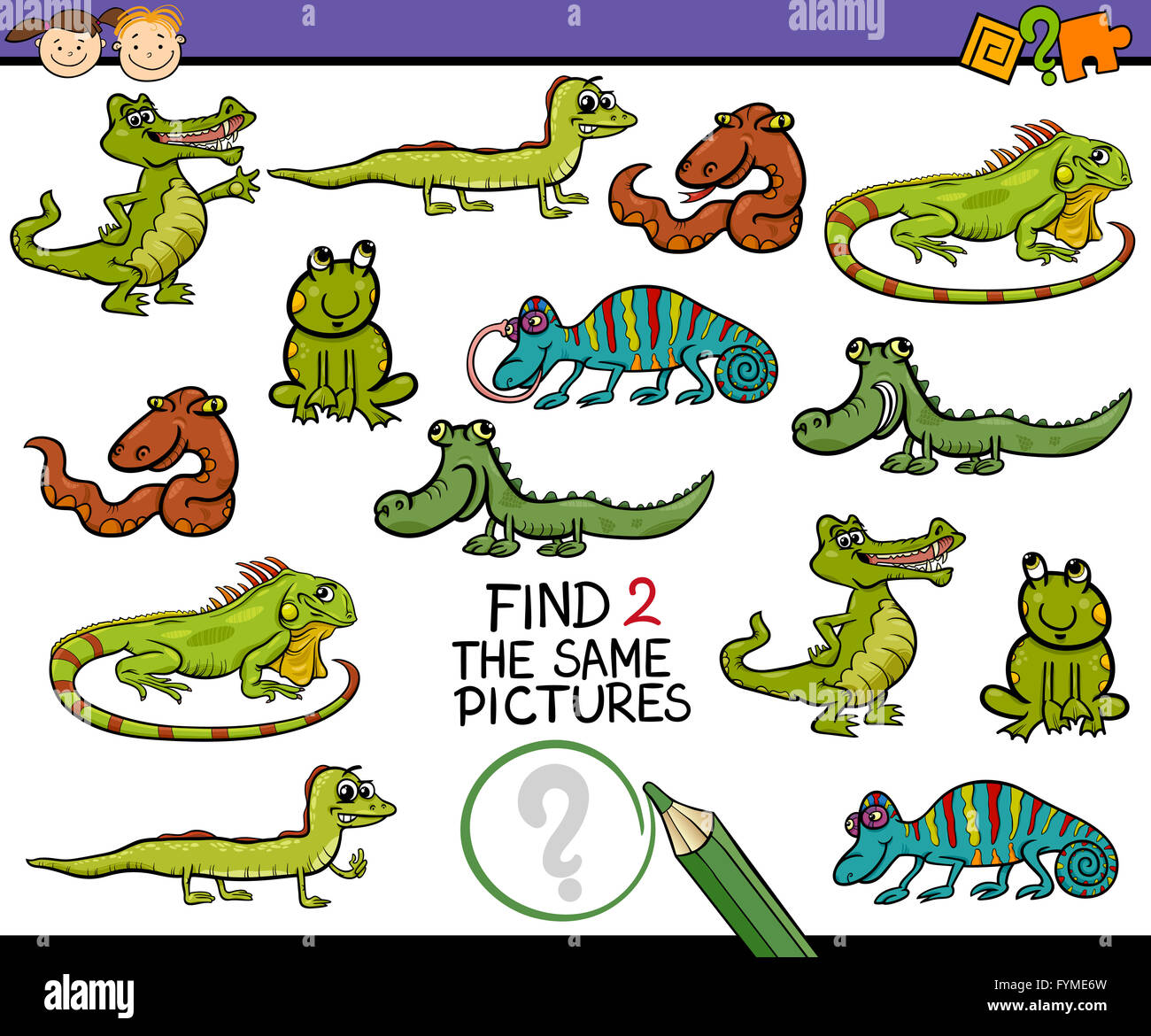 find same picture game cartoon Stock Photo - Alamy