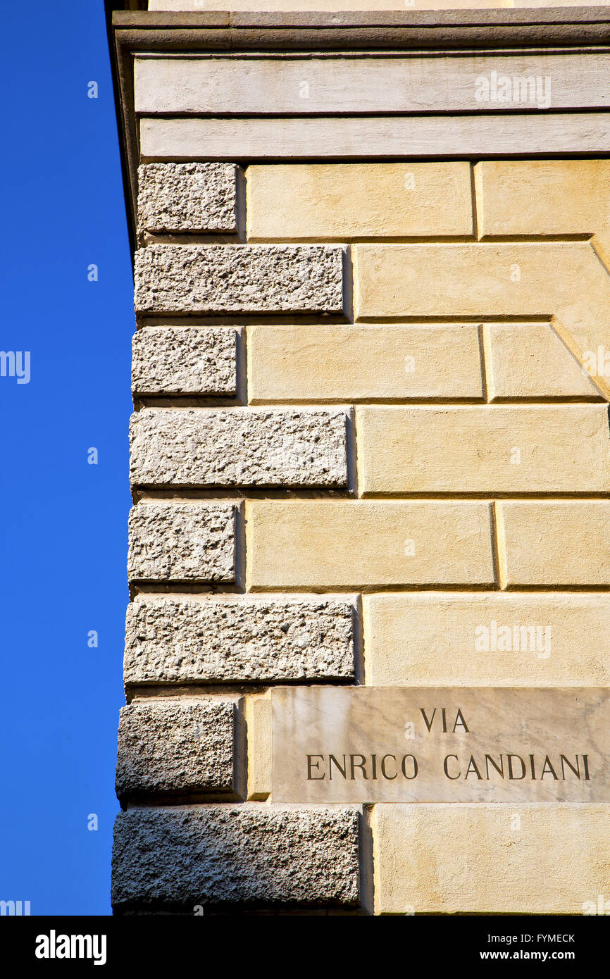 milan in italy old church concrete wall plate sky Stock Photo - Alamy