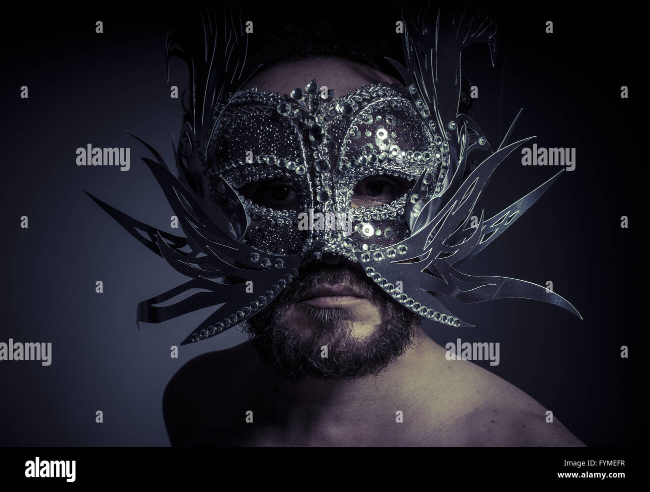 Woman with silver mask and blue costume hi-res stock photography and ...