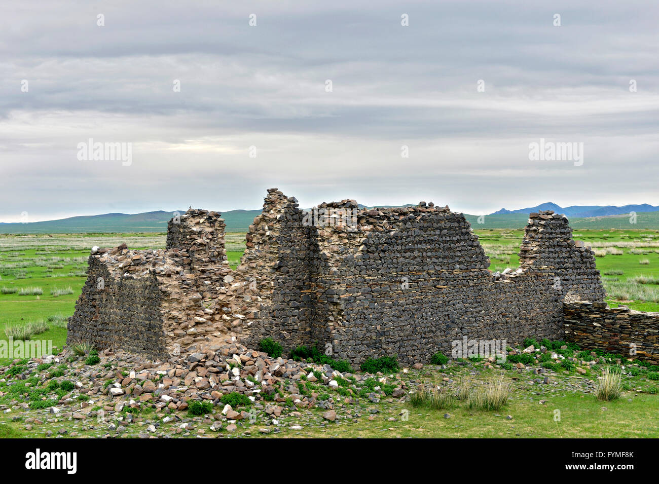 Ruins of the Kitan fortress Khar Bukh Balgas, Dashinchilen, Bulgan ...