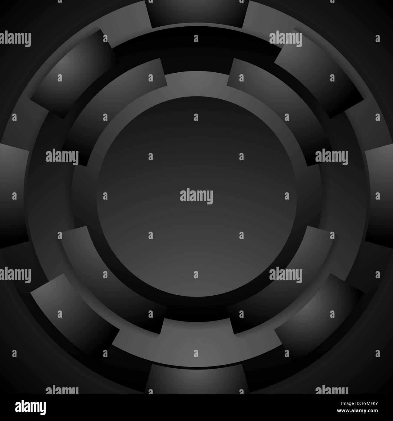 Tech round shape abstract background. Black design Stock Photo - Alamy