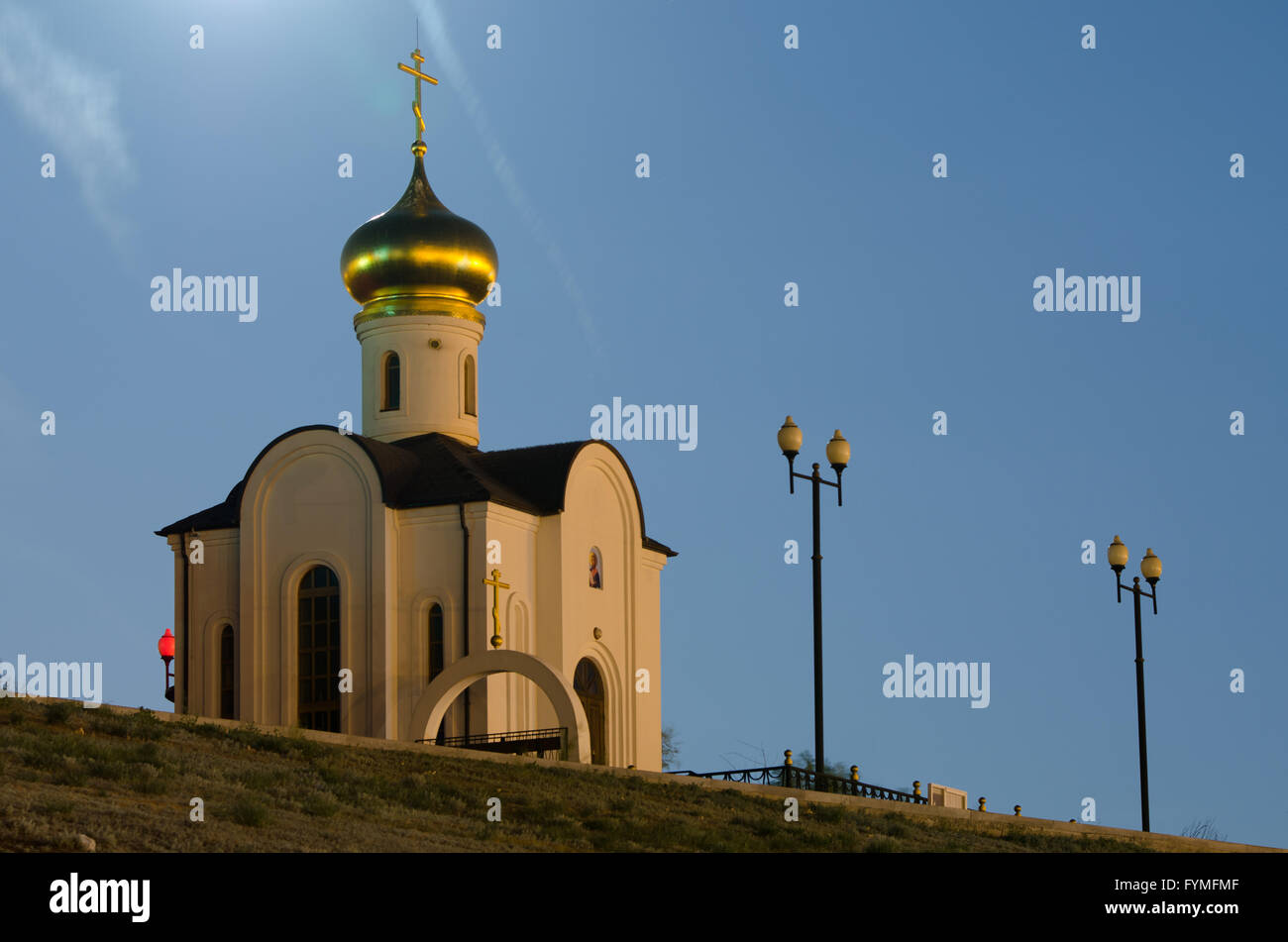 View of a small church in the night sky Stock Photo - Alamy