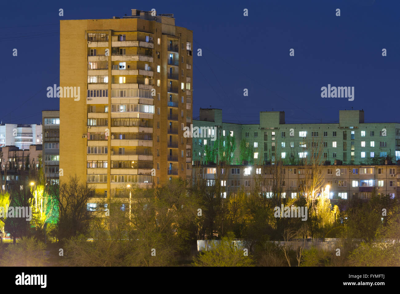 High-rise building in the night sky Stock Photo - Alamy