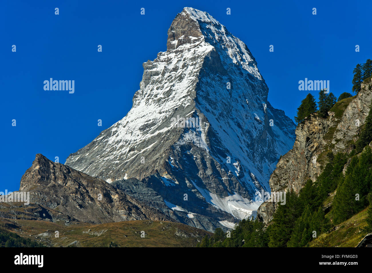 Matterhorn with Hörnli Ridge, Hörnligrat, Zermatt, Valais, Switzerland ...